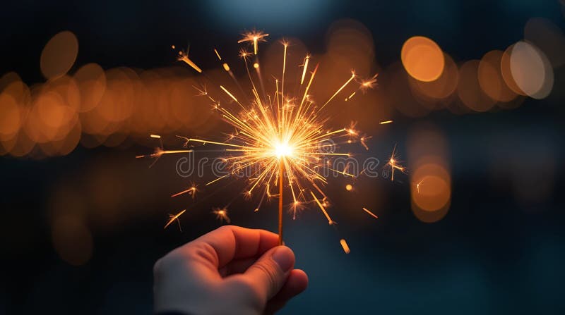 A Hand Holding a Lit Sparkler, Creating a Burst of Light and Sparks ...