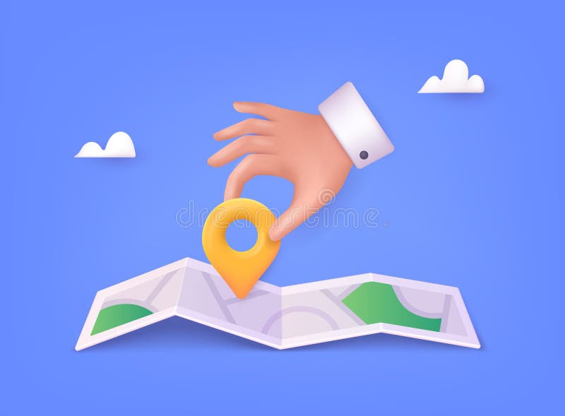 Hand Holding Locator Position Point. GPS Tracking System To Navigate ...