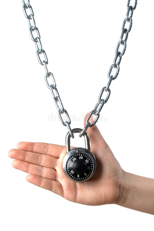 Hand holding locked chain stock photo. Image of isolated - 2535530