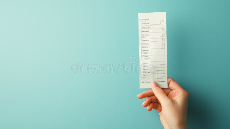 A Hand Holding a Long Receipt with Multiple Items Stock Illustration ...
