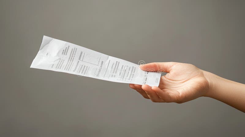 A Hand Holding a Long Receipt with Multiple Items Stock Illustration ...