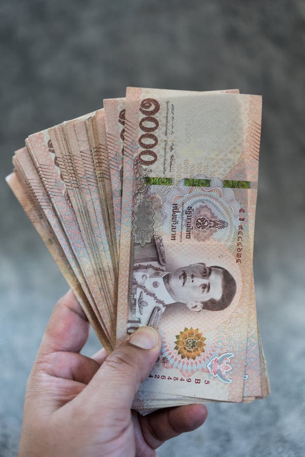 Holding a Lot of 1,000 Baht Thailand Banknote Stock Photo - Image of ...