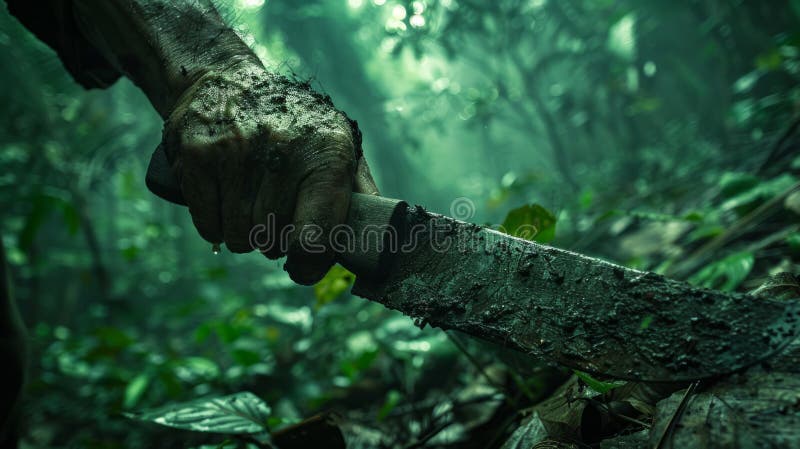 Hand Holding a Machete in a Jungle Stock Photo - Image of gripping ...