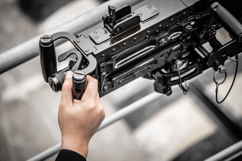 Hand Holding on Machine Gun Ship Stock Photo - Image of military, armed ...