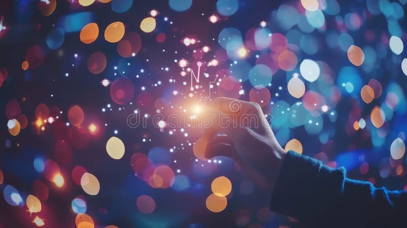 Hand Holding Magic Particles, Creating a Festive Atmosphere with ...