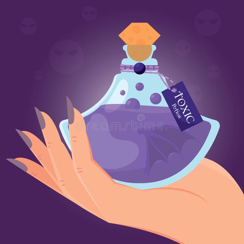 Hand Holding a Magical Toxic Potion Elixir Vector Stock Vector ...