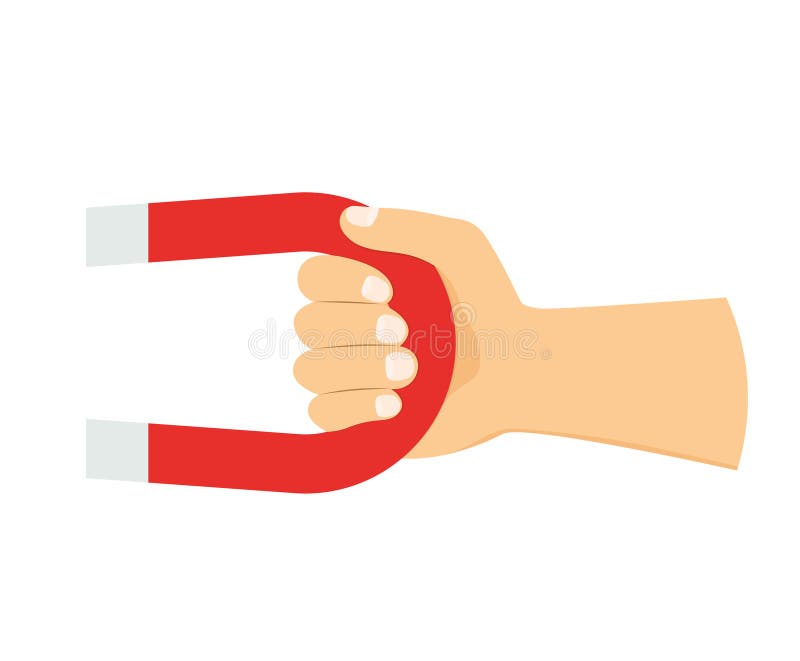 Hand holding magnet stock vector. Illustration of hand - 296566199