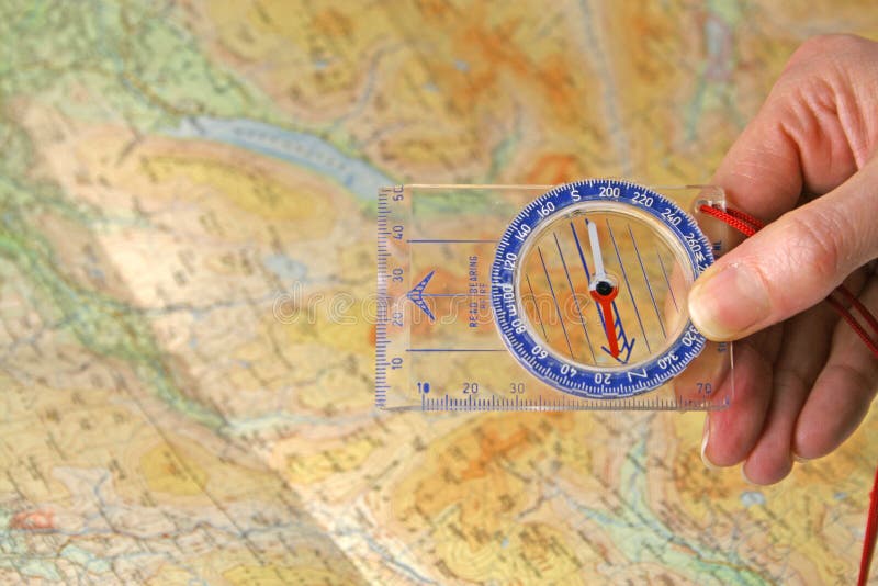Orienteering Compass Needle Pointing North With Grid Lines On A Harvey ...