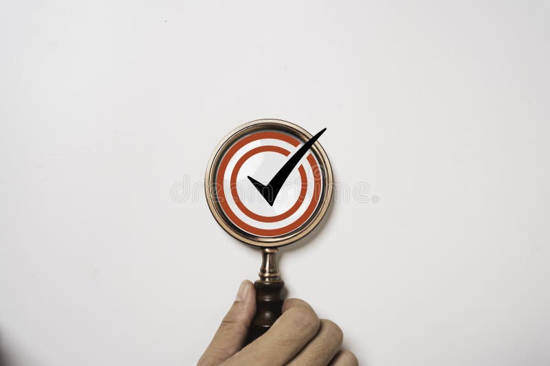 White Correct Sign or Tick Mark Linkage with Document Icon on Wooden ...