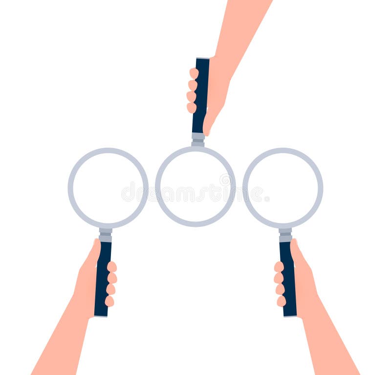 Hand Holding a Magnifying Glass. Detecting and Analyze. Lens or Loupe ...