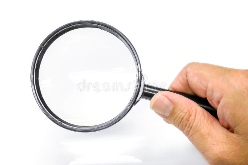 Hand Holding a Magnifying Glass Isolate on White Background and Make ...