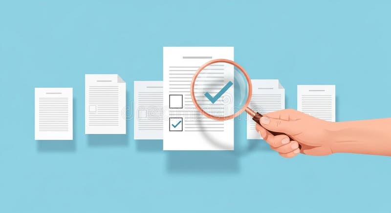 Checklist Document Magnifying Glass Inspection Review Stock Vector ...