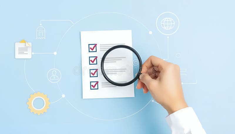 117 Document Review Magnifying Glass Checklist Verification Stock ...