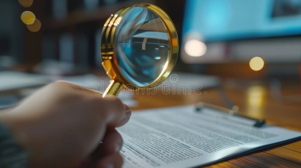 The Magnifying Glass on Document.AI Generated Image Stock Image - Image ...