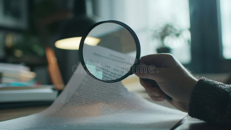 The Magnifying Glass on Document.AI Generated Image Stock Image - Image ...