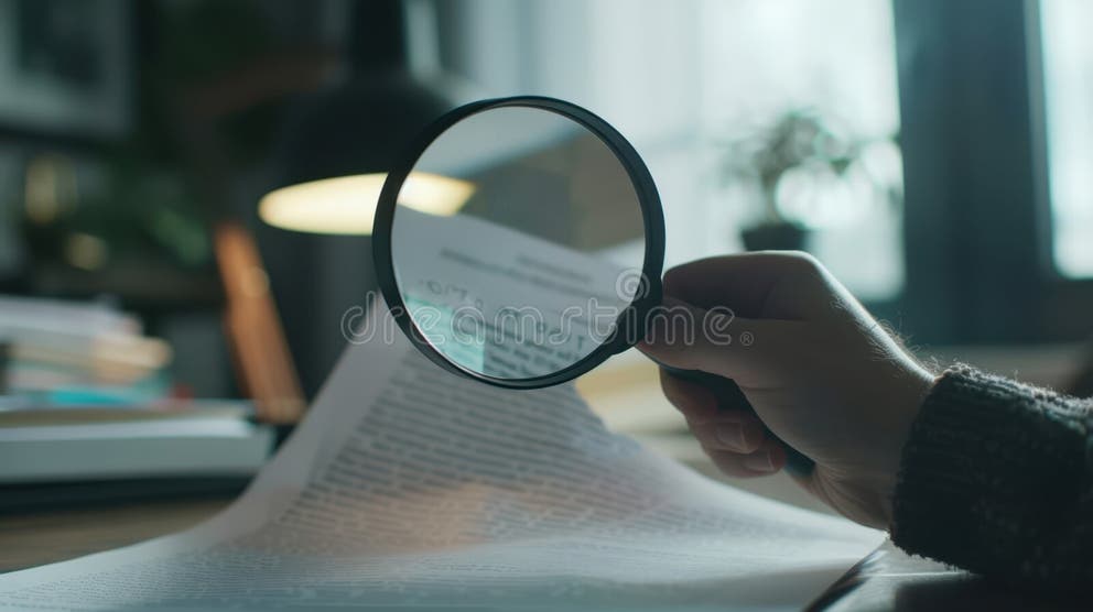 The Magnifying Glass on Document.AI Generated Image Stock Image - Image ...