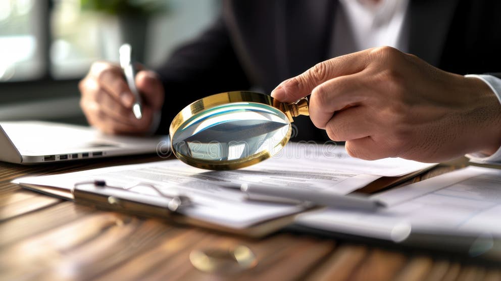 The Magnifying Glass on Document.AI Generated Image Stock Photo - Image ...