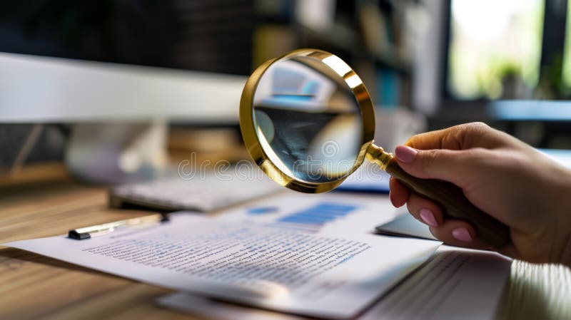 The Magnifying Glass on Document.AI Generated Image Stock Image - Image ...