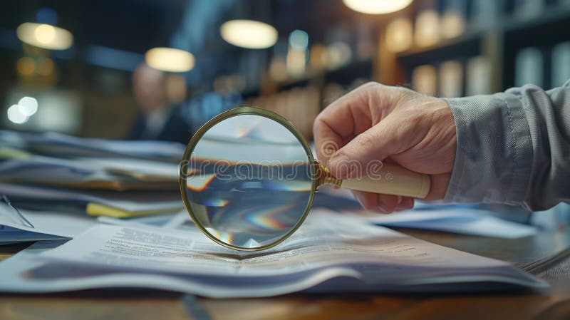 The Magnifying Glass on Documents. AI Generated Stock Image - Image of ...