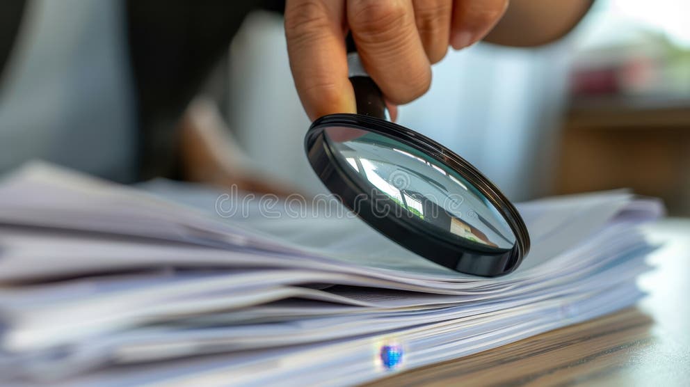 The Magnifying Glass Examining Documents.AI Generated Image Stock Photo ...
