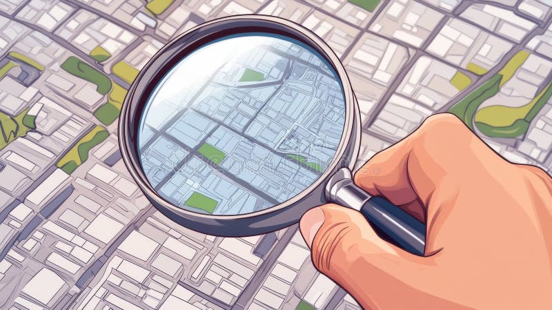 A Hand Holding a Magnifying Glass Over an Urban Map, AI Stock Photo ...
