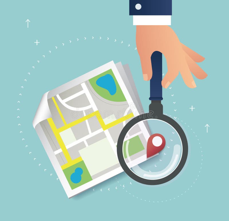 The Magnifying Glass and Pin Location Icon and Map Vector, the Concept ...
