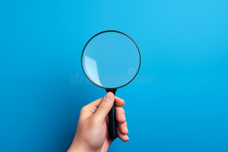 Hand Holding a Magnifying Glass. Search and Analysis, Analytics and ...