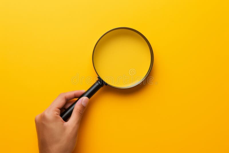 Magnifying Glass Exploring Yellow Background Investigation Concept ...