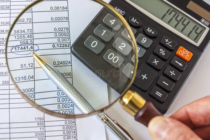 Hand Holding Magnifying Glass To Checking Business Document Stock Image ...