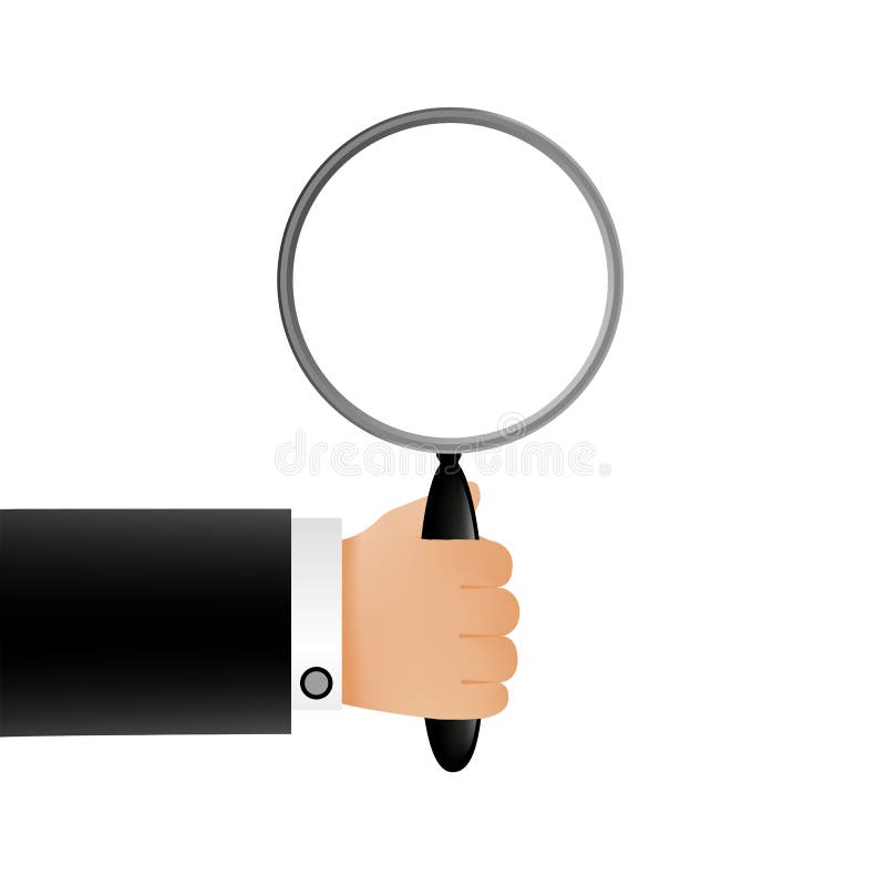 Hand Holding a Magnifying Glass Stock Vector - Illustration of inspect ...