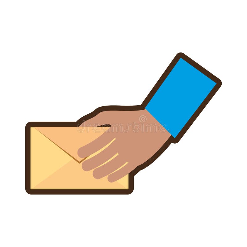 Hand Holding Mail Envelope Courier Stock Illustration - Illustration of ...