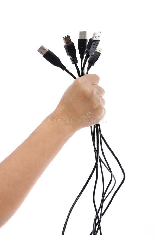 Hand Holding Many USB Cable Stock Image - Image of accessibility ...