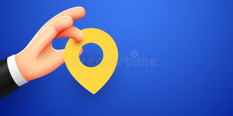 Hand Holding Map Marker. Cartoon 3d Style Stock Vector - Illustration ...