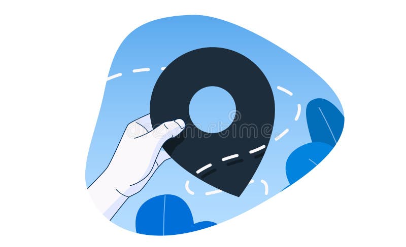 Hand Holding Map Marker. Simple Outline Style Stock Vector ...