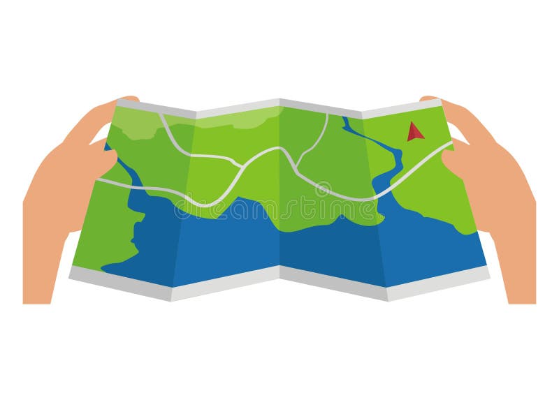 Hand Holding a Map Sheet. Simple Flat Illustration in Perspective View ...