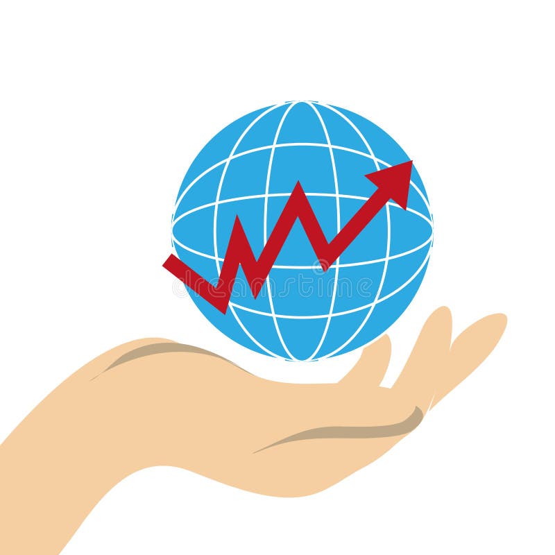 Hand Holding a Map World with Line with Rising Arrow Stock Vector ...