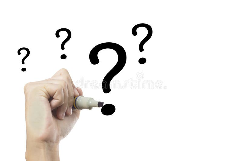 A Hand Holding a Marker and Writing Question Marks on a White ...
