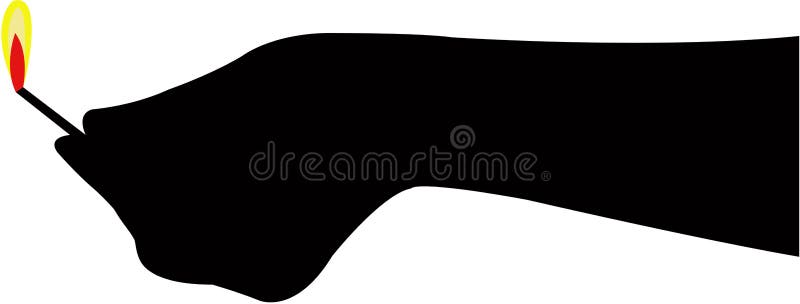 A Hand Holding Match, Body Part Silhouette Vector Stock Vector ...