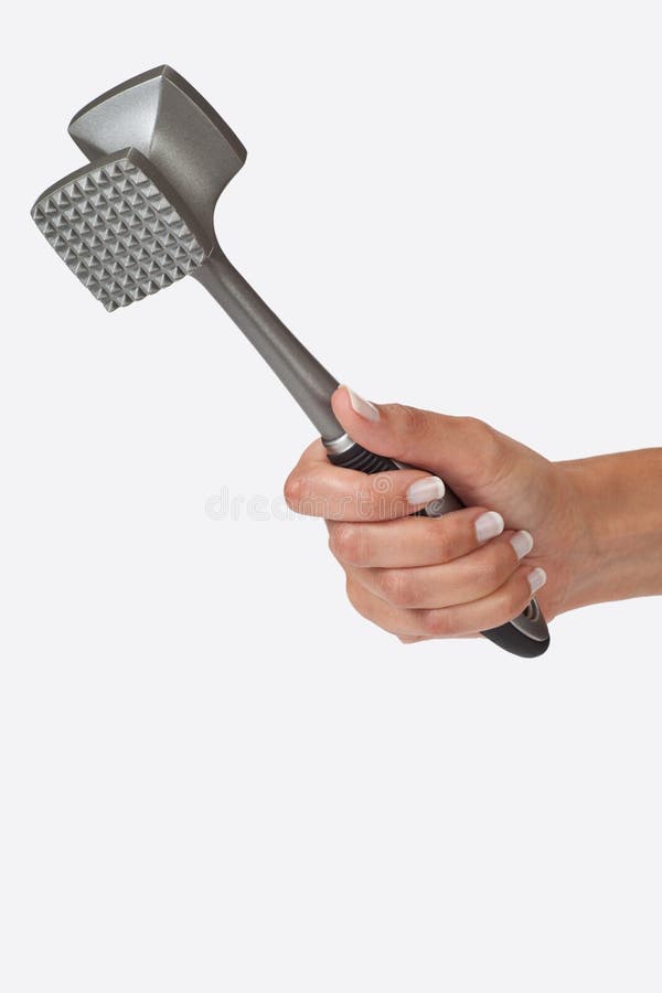 Hand Holding a Meat Pounder Stock Photo - Image of tenderizer, female ...