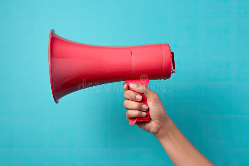 Hand Holding Megaphone Announcement Concept Promotion and Advertising ...