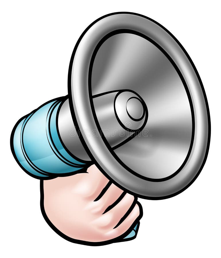Hand Holding Megaphone Cartoon Stock Vector - Illustration of mega ...