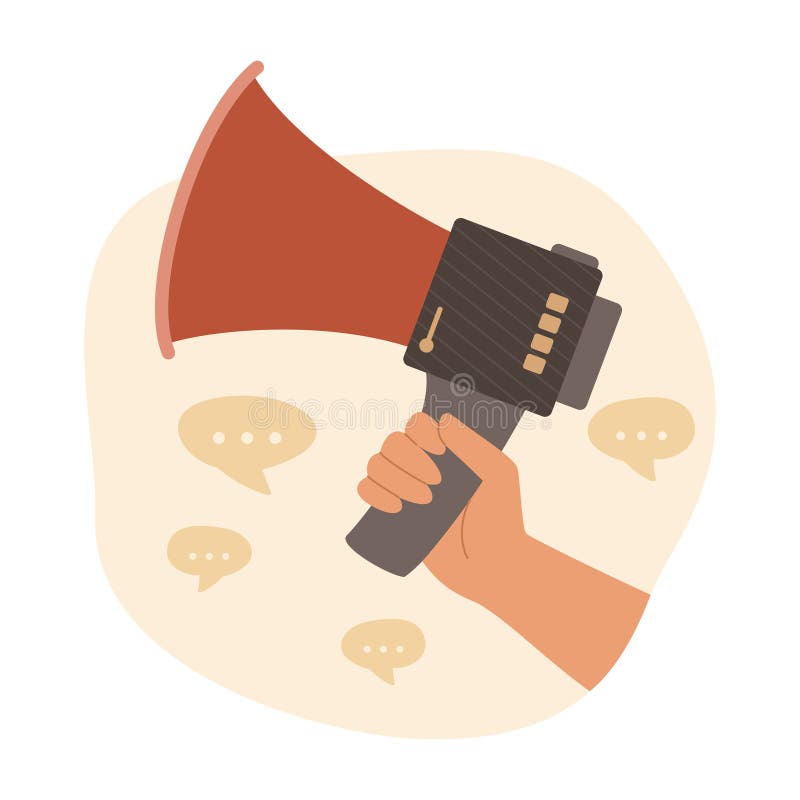Hand Holding a Megaphone for Communication Concept Illustration Stock ...
