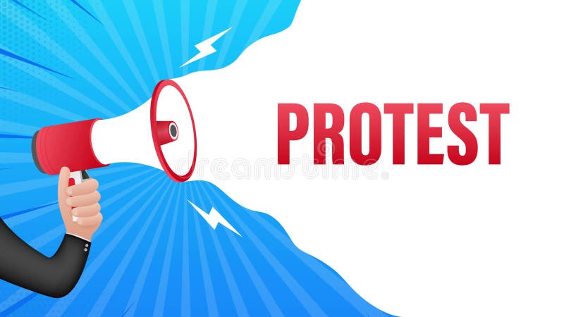 Hand Holding Megaphone with Protest. Megaphone Banner. Web Design ...