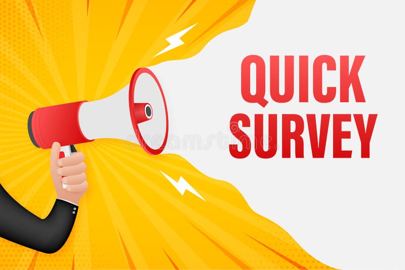 Hand Holding Megaphone with Quick Survey. Megaphone Banner. Web Design ...