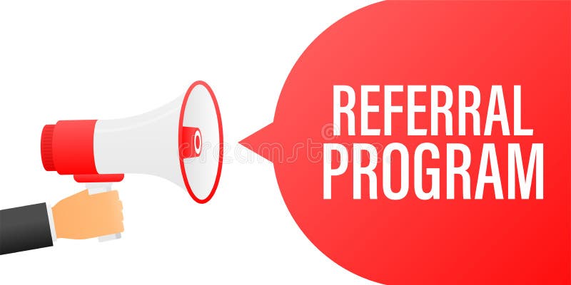 Hand Holding Megaphone with Referral Program. Stock Vector ... Hand Holding Megaphone with Referral Program. Stock Vector ...