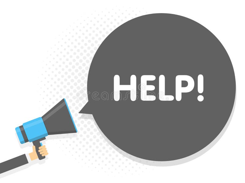Hand Holding Megaphone. Speech Sign Text Help Stock Vector ...