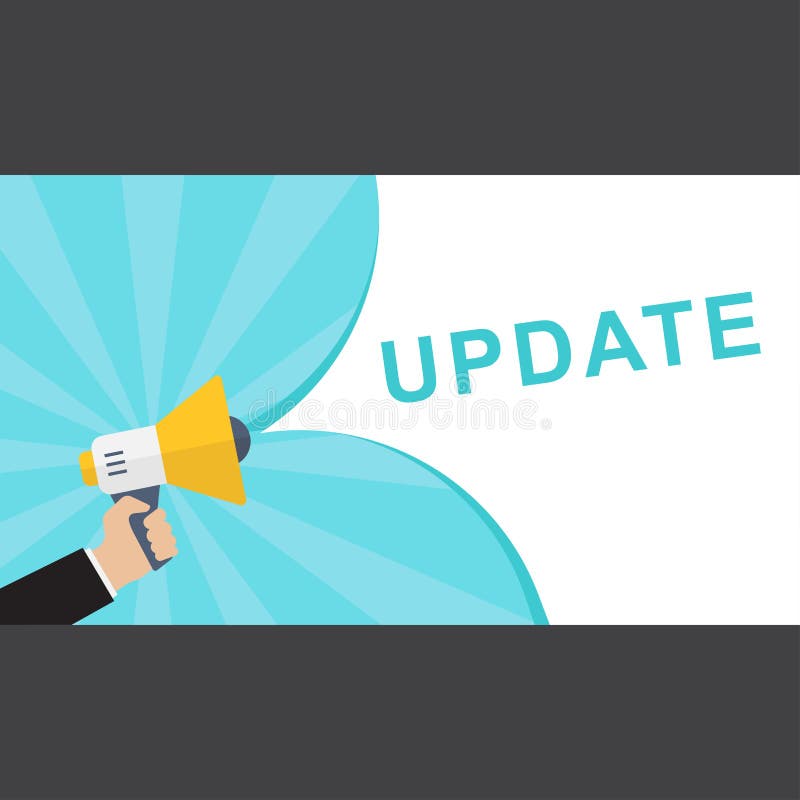 Hand Holding Megaphone with UPDATE Announcement. Flat Update, New ...