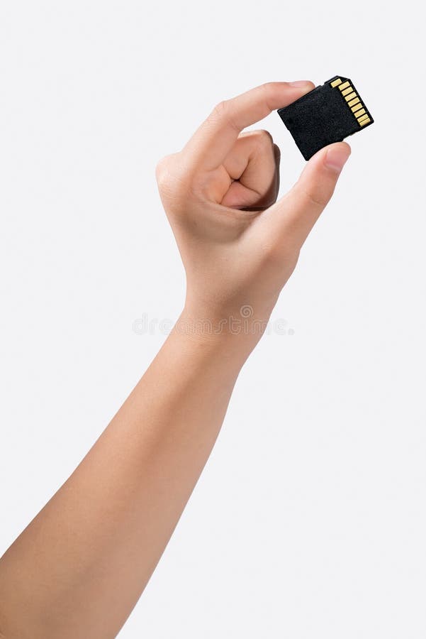 Hand Holding Memory Card Isolated on White Stock Photo - Image of white ...