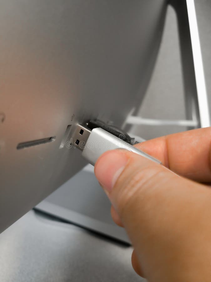 USB Flash Drive Inserting into a Computer Stock Image - Image of laptop ...