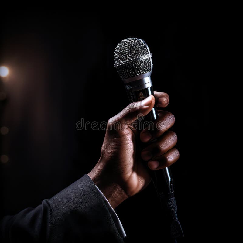 Hand Holding a Mic before Performing on Stage Stock Illustration ...